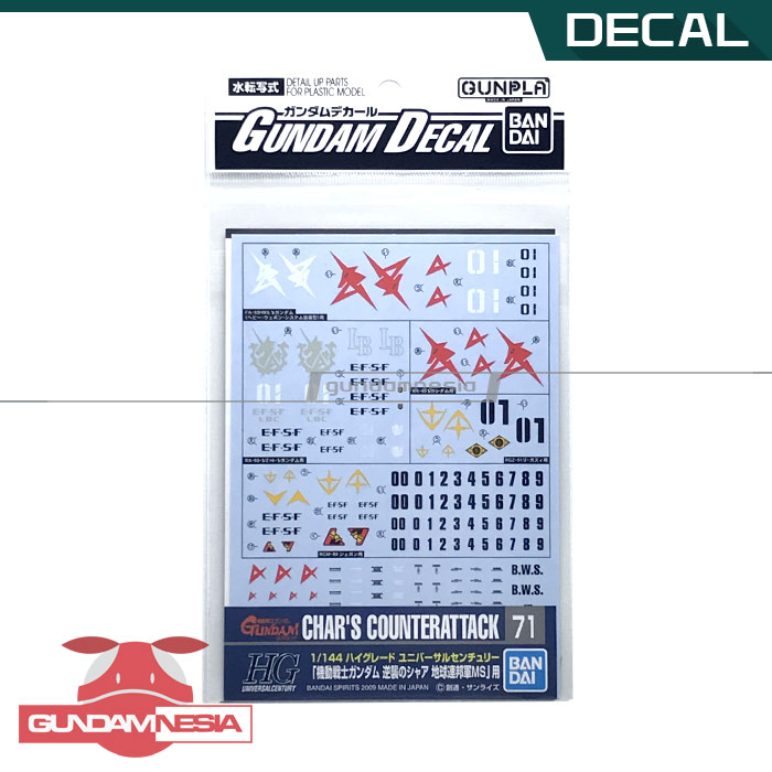 HG Char’s Counterattack - EFSF Federation Bandai Water Decal (GD-71 ...