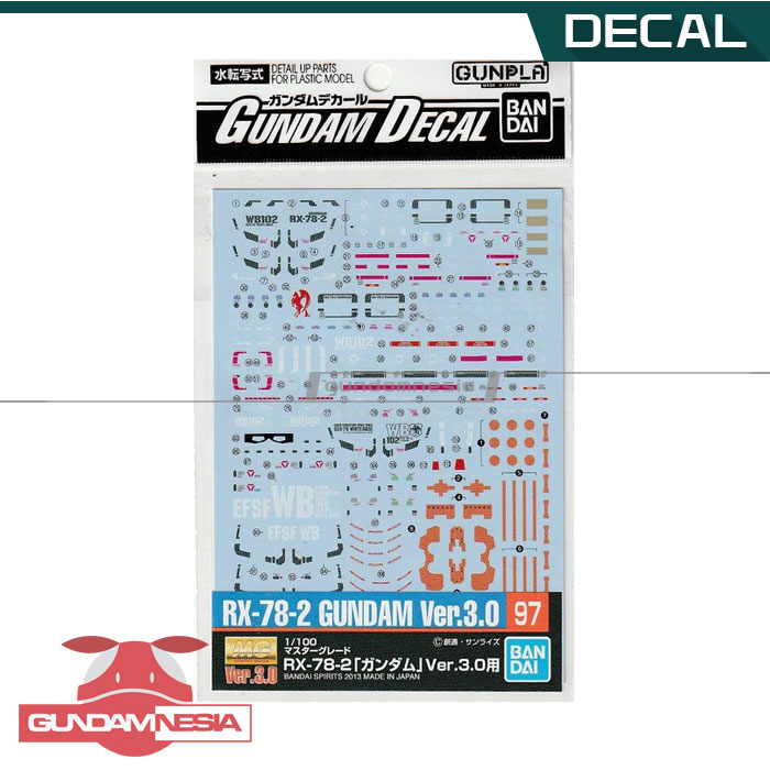 MG RX-78-2 Gundam Ver. 3.0 Gundam Bandai Water Decal (GD-97) - GundamNesia